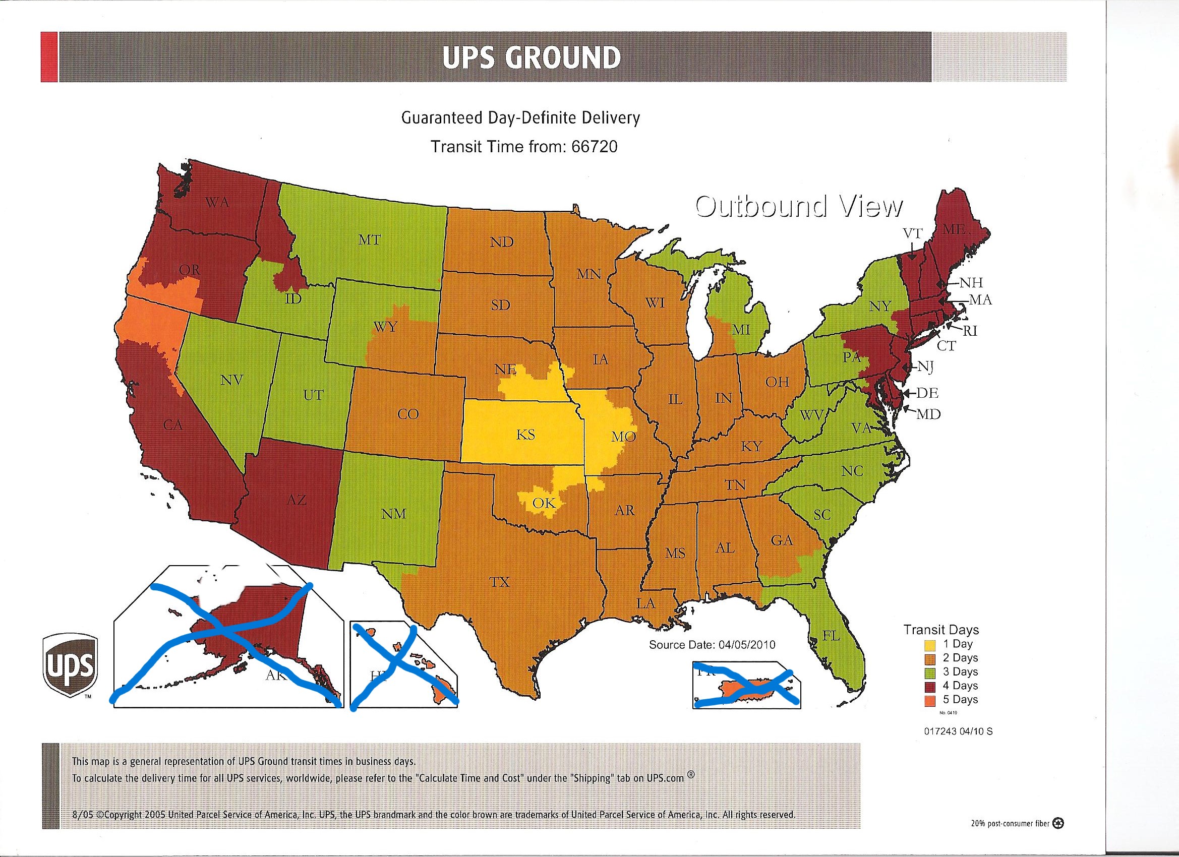 UPS shipping days chart from Hitches & Couplers